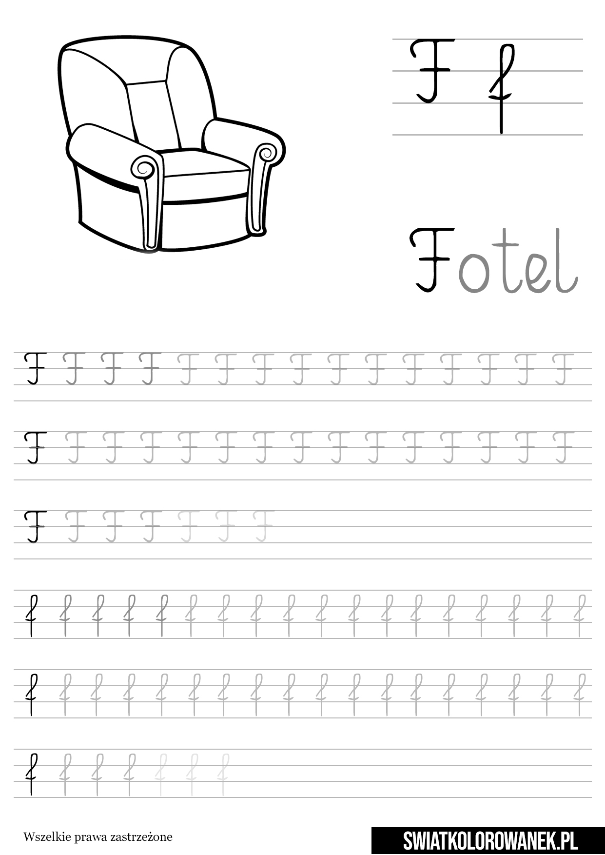 Karty Pracy - Nauka pisania literek dla dzieci - szablony do druku Karty Pracy