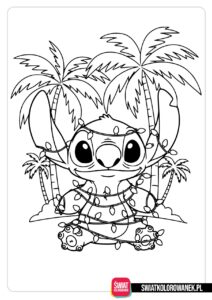 Stitch na wakacjach kolorowanka - Darmowe kolorowanki do druku
